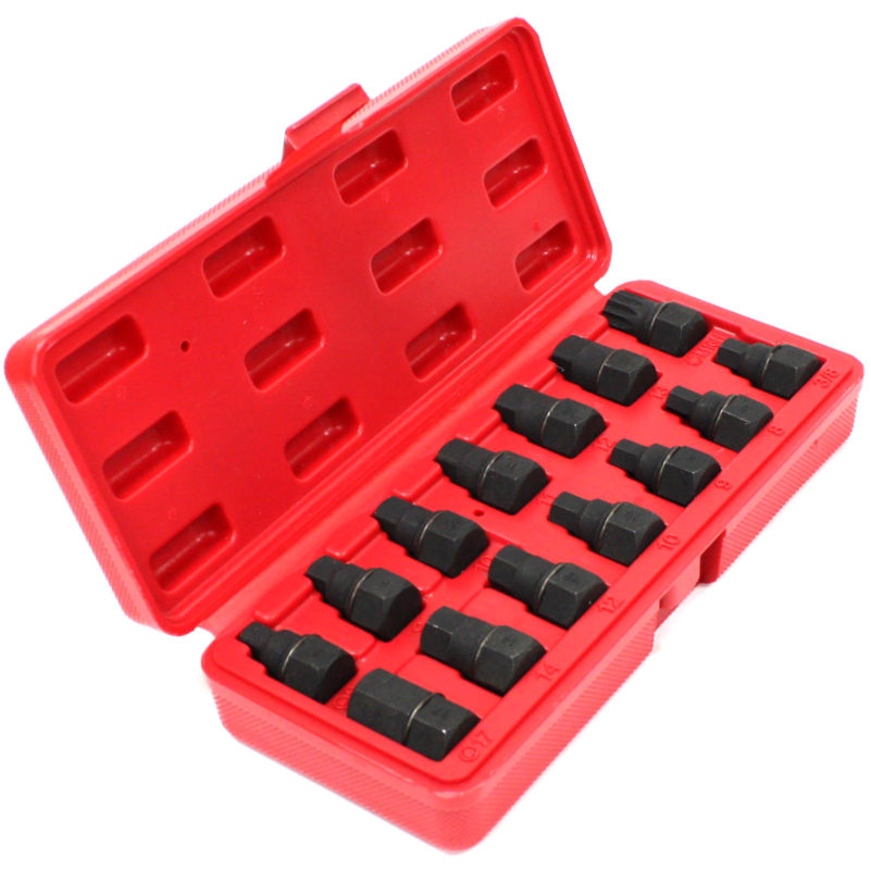 14 pc Master Oil Drain Plug Key Set 3/8" Socket Drive Car Hex Square ...