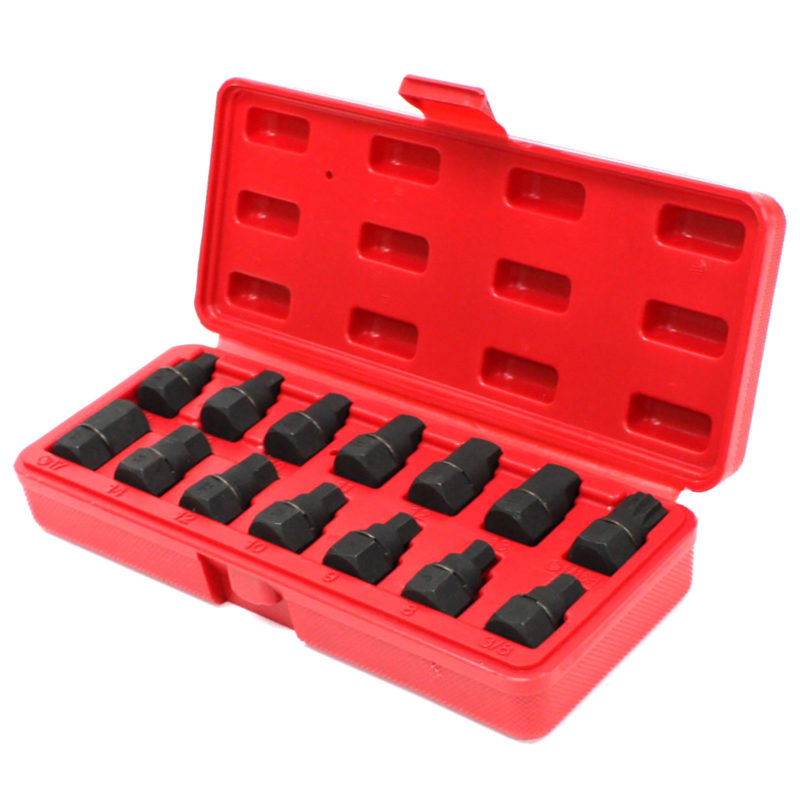 14 pc Master Oil Drain Plug Key Set 3/8" Socket Drive Car Hex Square ...