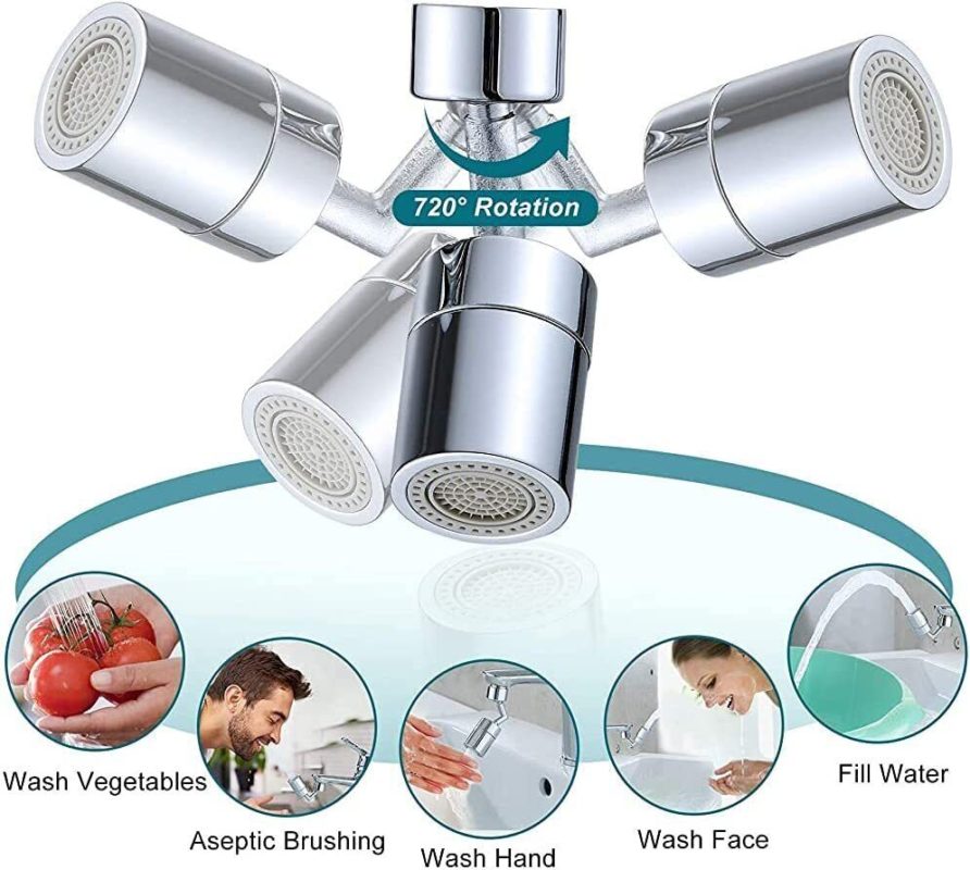 2pk 720° Swivel Faucet Sink Aerator Adapter Splash Faucet Eye Wash ...