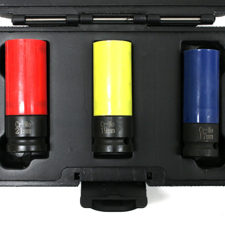 3 pc 1/2" Drive Metric Impact Lug Nut Socket Set Thin Wall 17 19 21 mm ...