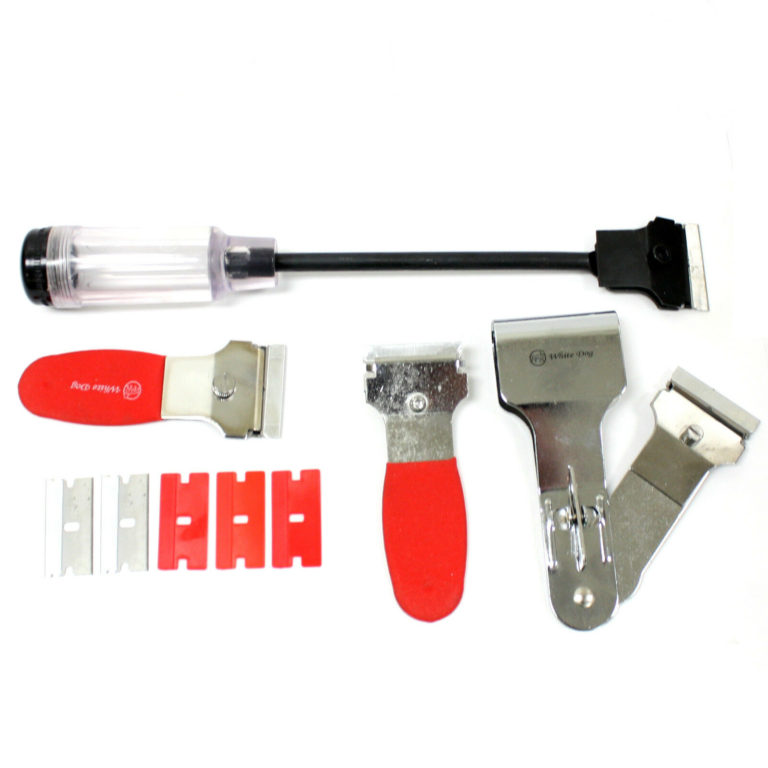 4 pc Scraper Tool Set Mini Rubber Gripped Extended Folded Scraping ...