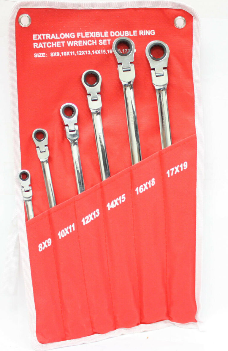 6pc Extra Long Flexible Double End Ratchet Ring Spanner Wrench Set ...