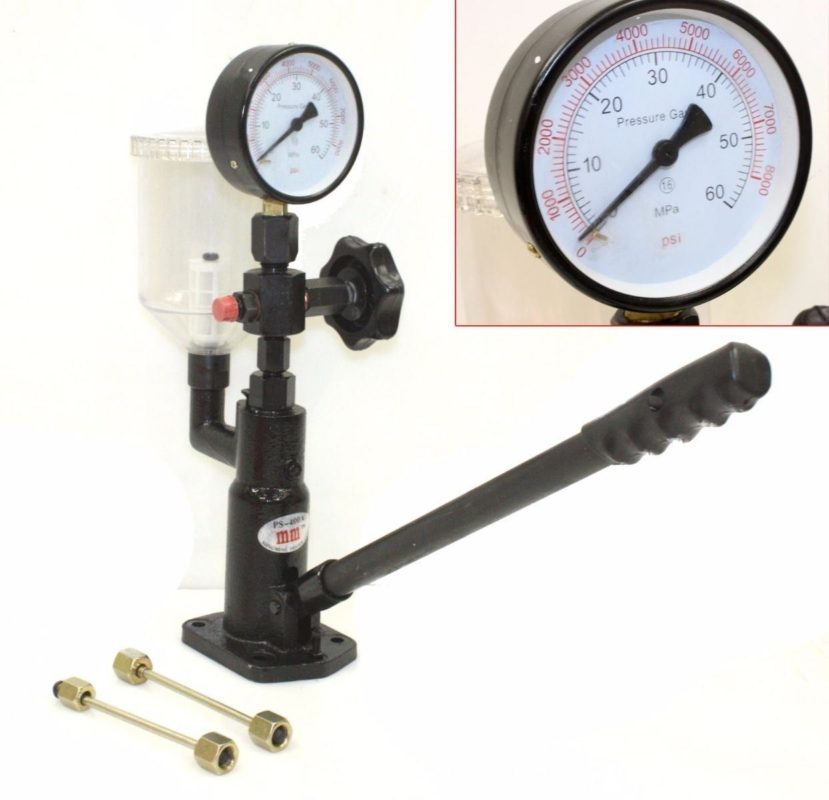 Diesel Injector Nozzle Pop Pressure Tester Dual Read Bar/PSI Gauge S60H ...