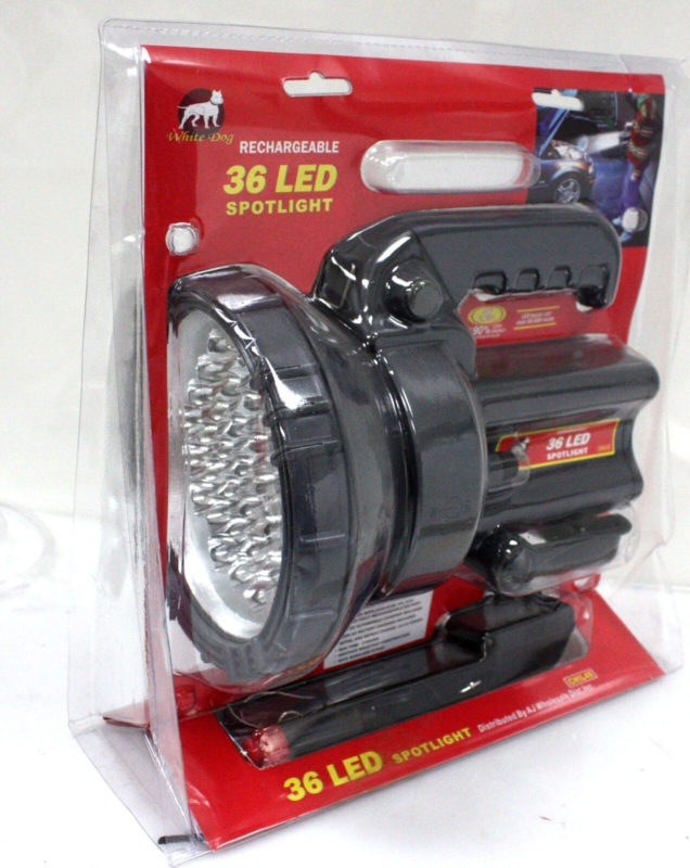Handheld spotlight flashlight 36 LED cordless rechargeable AC DC Spot ...