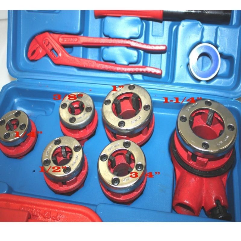 10PC Manual Ratchet Pipe Threader Kit 6 Threading Dies Pipe Cutter ...