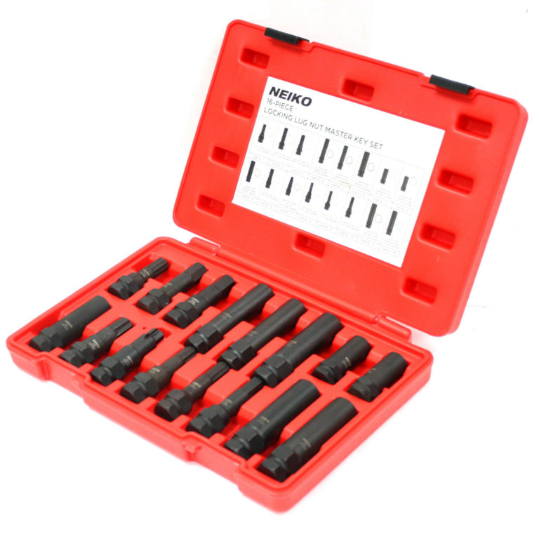 16 pc Locking Lug Nut Socket Master Key Set Wheel Hex Star Spline ...