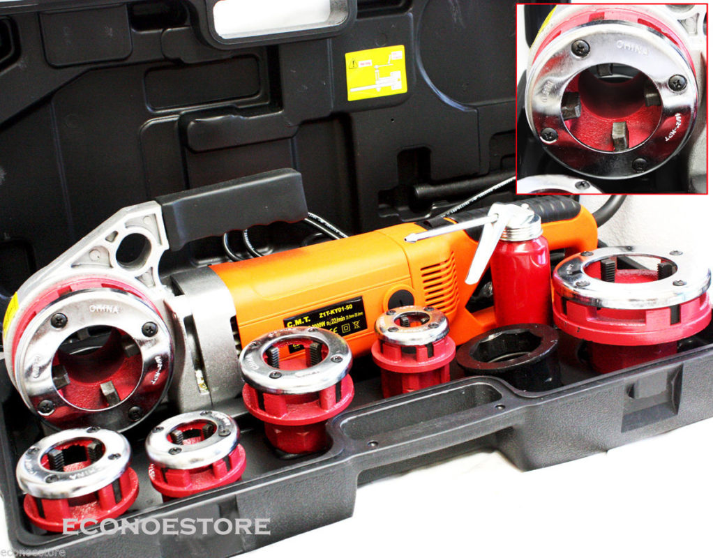 HandHeld 2000 Watt Electric Pipe Threader Threading Machine W/6 Dies 1/ ...