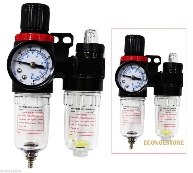 Lot Of 2 Air & Water Filter With Reducer And Manometer HVLP Spray Gun ...