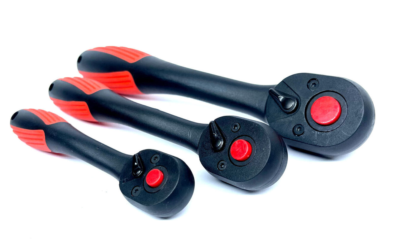 3pc 1/4" 3/8" 1/2" Dr. Composite Offset Ratchet Set 72 Tooth Reversible Ratchets – EconoSuperStore