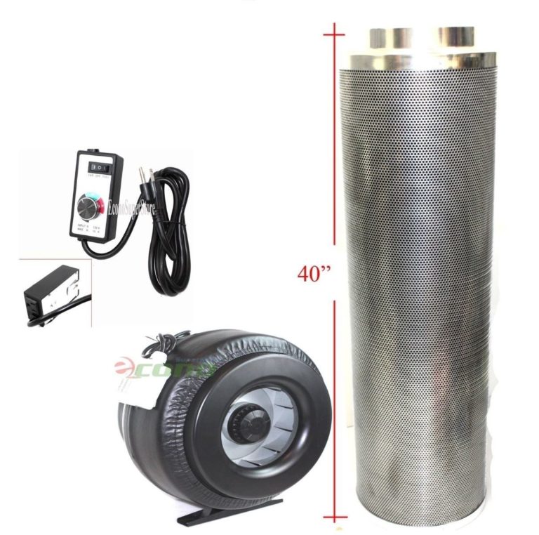 8" Carbon Filter & Variable Speed Inline Fan Air Blower Odor Control ...