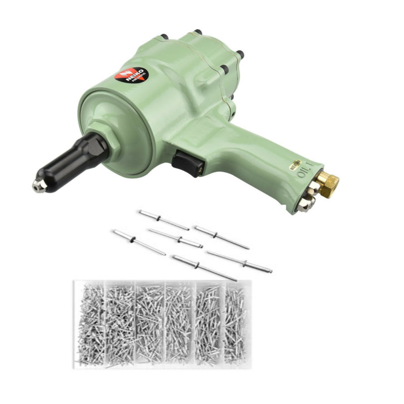 Pneumatic Air Pistol Type Pop Riveter Rivet Gun w/1000pcs Pop Rivets ...
