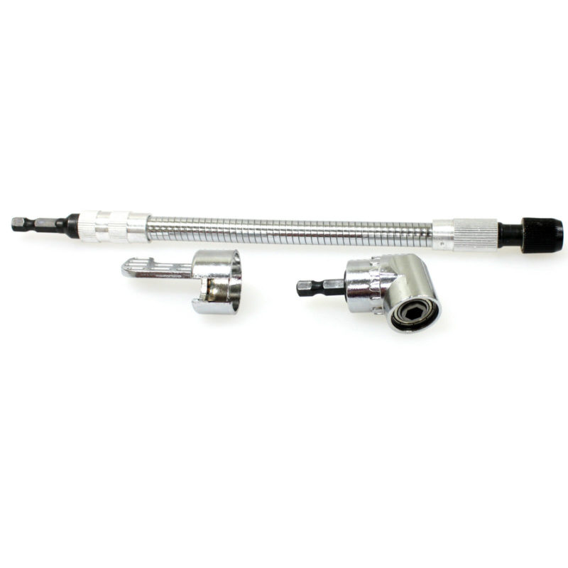 10" Long Quick Change Hex Socket Flexible Extension & Angle 1/4" Bit ...