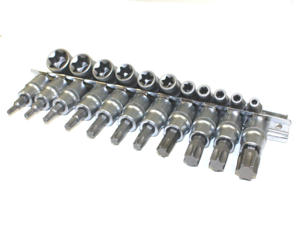 22PC E-TORX 6 point MALE 6 Point FEMALE SOCKET Bit Set + Rails ...