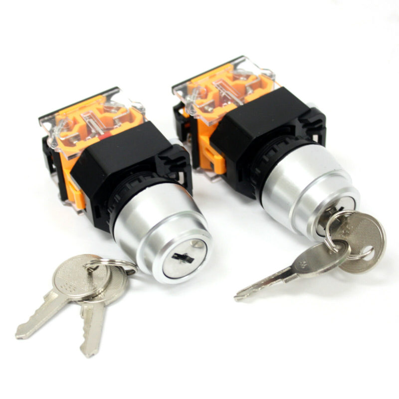 2pc On/Off 2 Position Rotary Keylock Select Switch 1NO+1NC (DPST) 440V ...