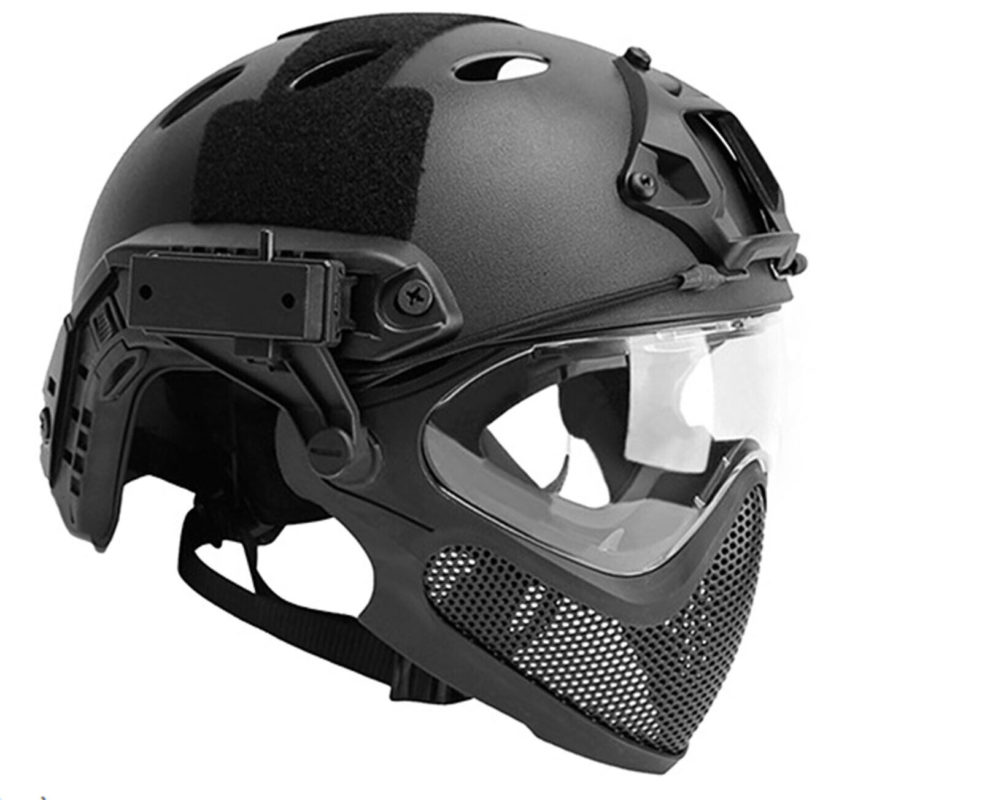 Airsoft Tactical Camo G-Force Pilot Full Face Helmet w/ Steel Mesh Face ...