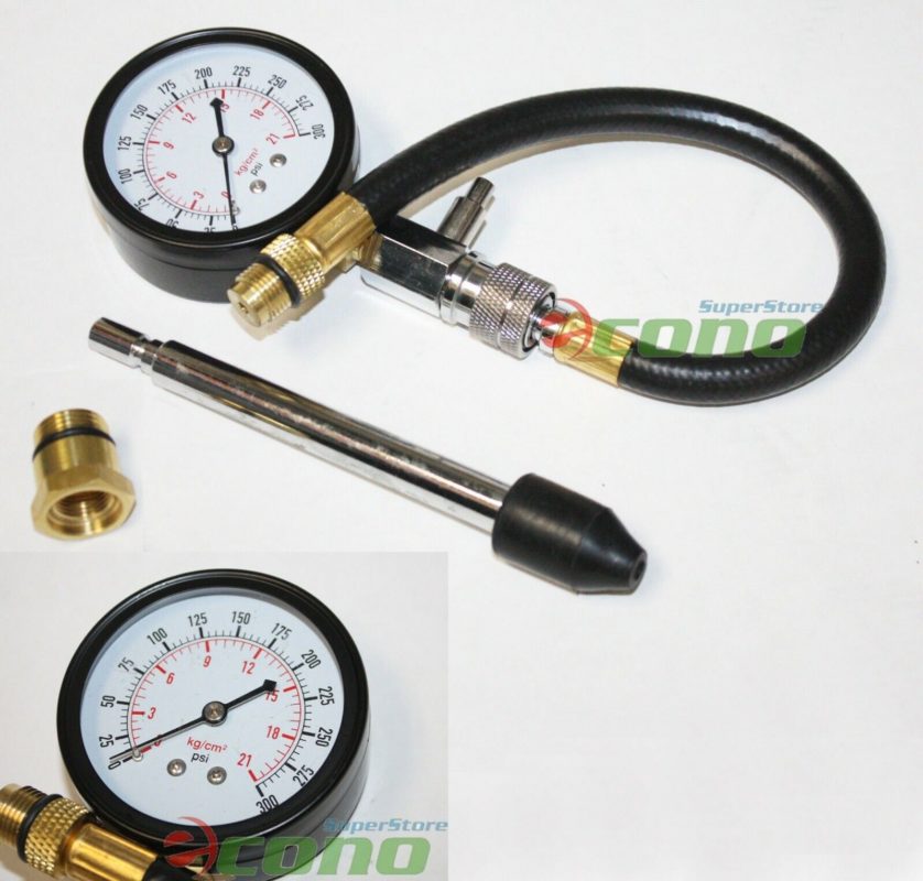 Compression Tester Gauge 13" Flex Hose Drive 14mm 18mm Adapters ...