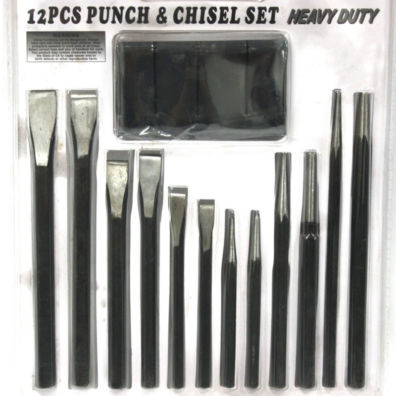 12pc Heavy Duty Punch & Chisel Set Industrial Cold Chisel Pin Center ...