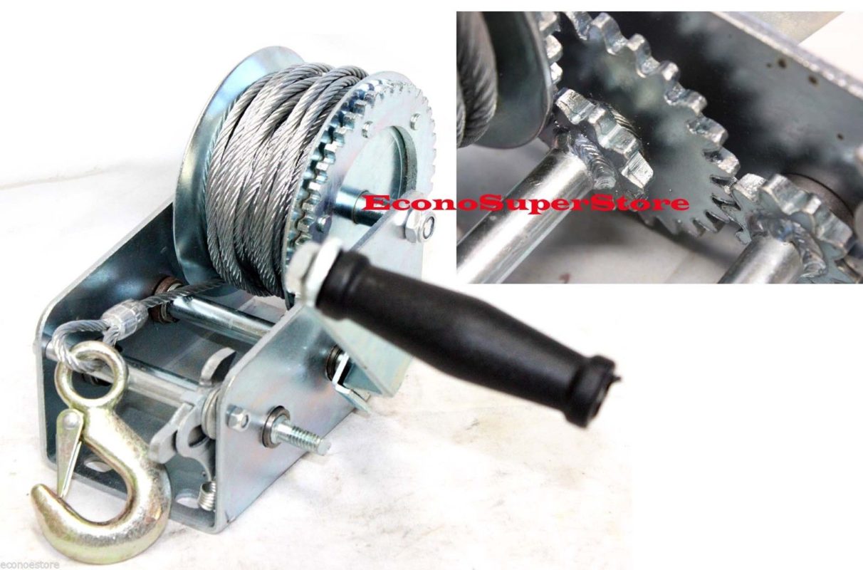 2200Lbs Dual Gear Hand Winch Towing Boat Trailer w/ 33FT Steel Cable ...