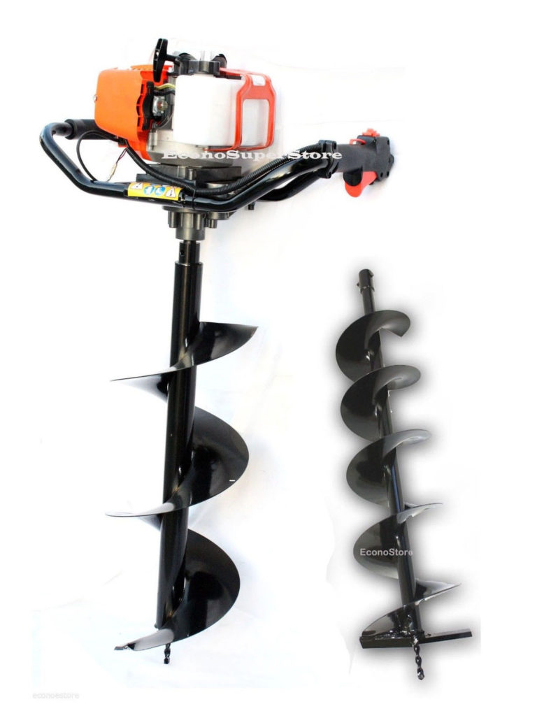 2.3 HP 52cc One Man Gas Post Hole Digger Earth Driller w/2 auger Bits ...