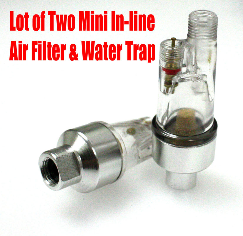 LOT 2 Airbrush In-Line Mini Air Filter Water Trap Separator 1/8 ...
