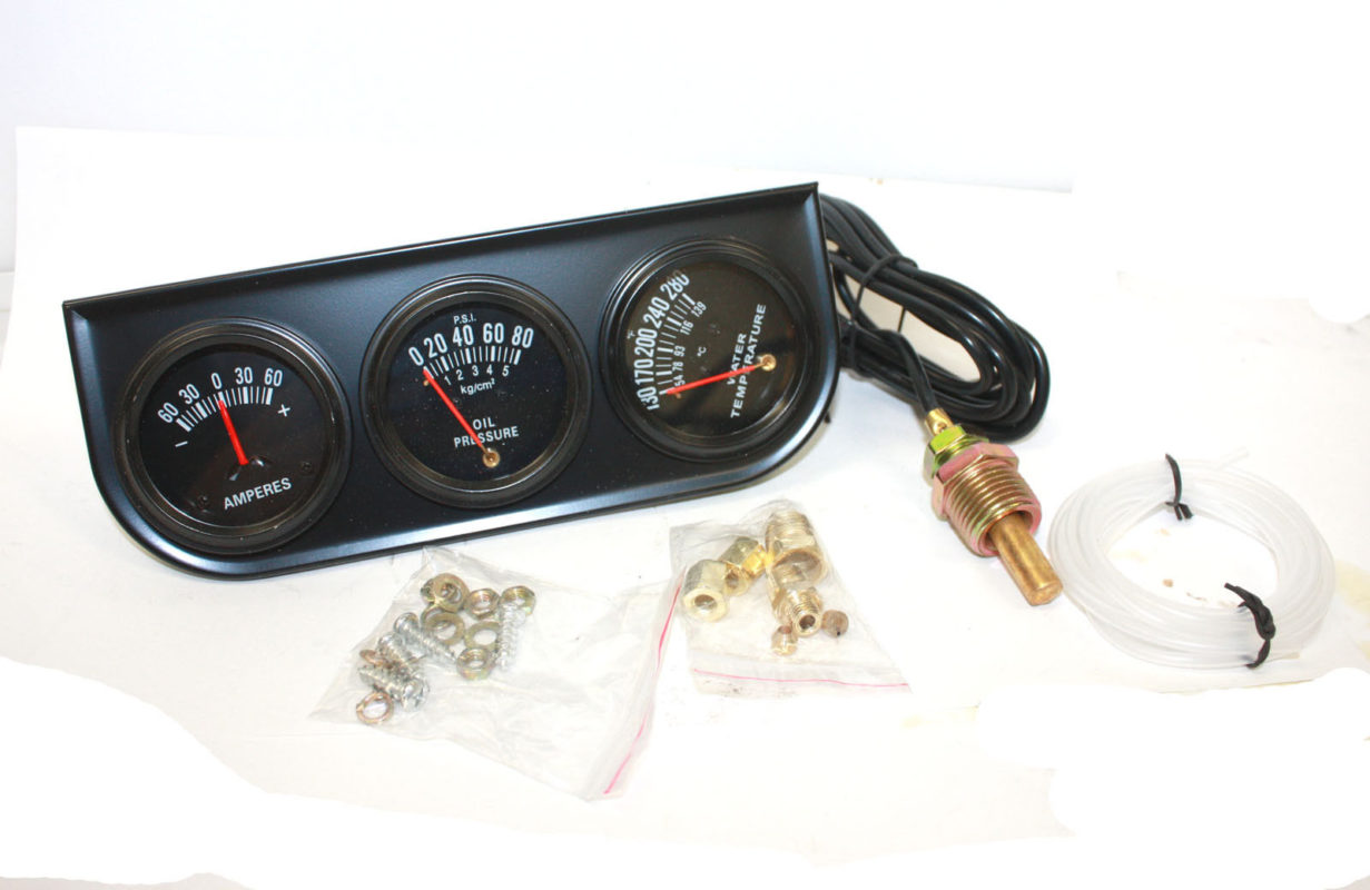Mechanical Triple Auto Gauge Set For Cars Trucks Amperes Water Oil ...