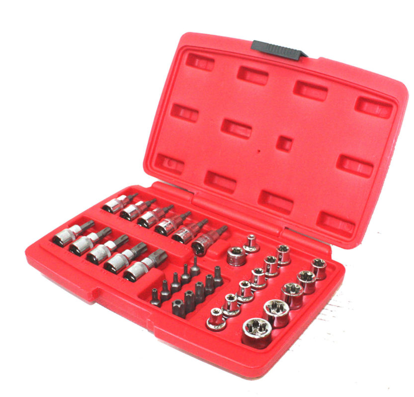 34pc Torx Star Sockets & Bit Set Male Female E-torx Security Bits 3/8 ...