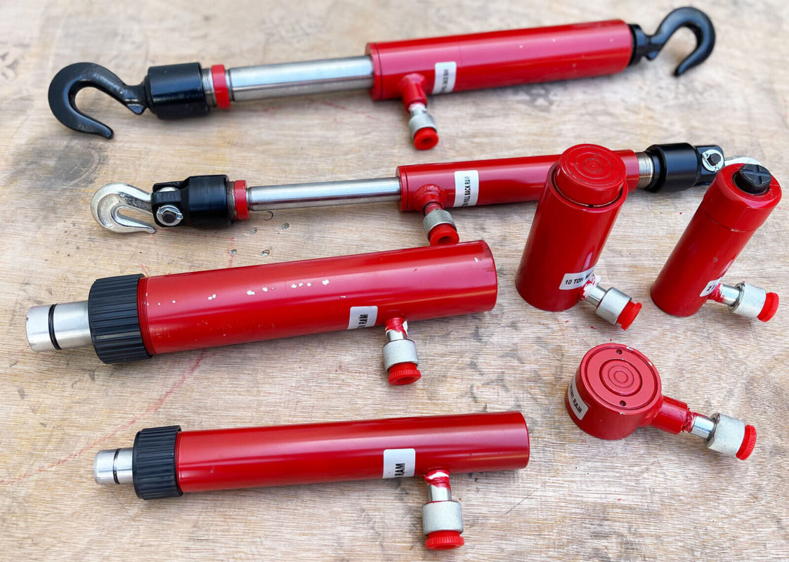 7pc Hydraulic Auto Body Frame Repair Puller Pusher Ram Hook 10T 4T 2 ...