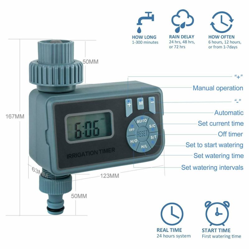 Programmable Hose Faucet Digital Timer Outdoor Irrigation Water Garden ...