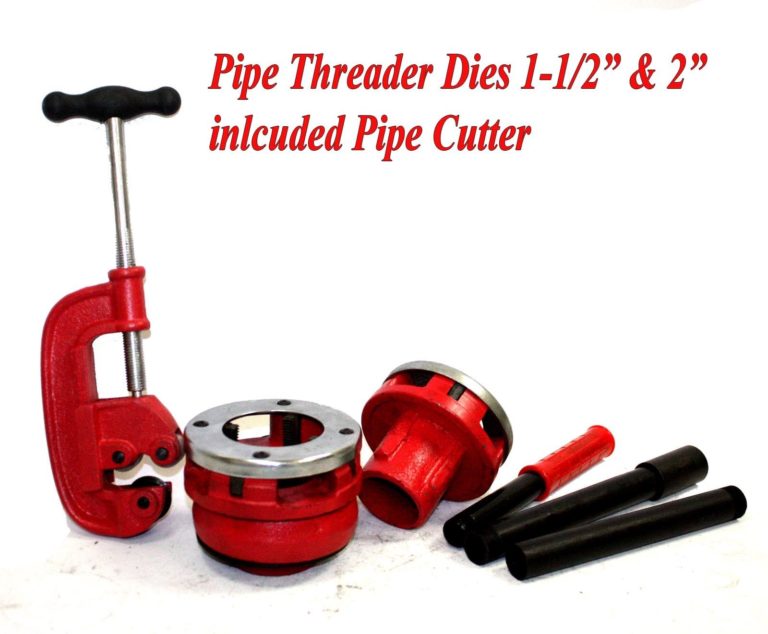 1-1/2" & 2" NPT PIPE THREADER DIES & HAND HELD RATCHET W/ PIPE CUTTER ...