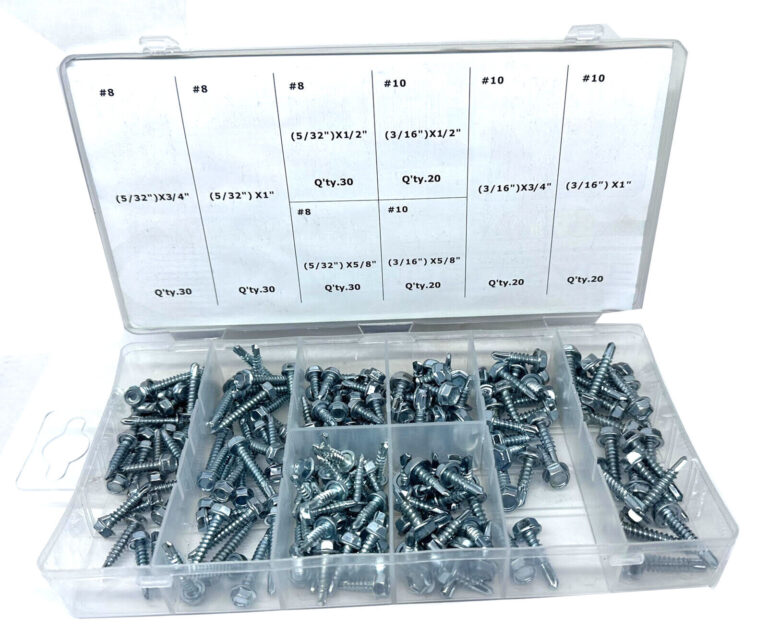 200Pc Steel Self Screws Assortment Hex Head Self Drilling Tapping TEK ...