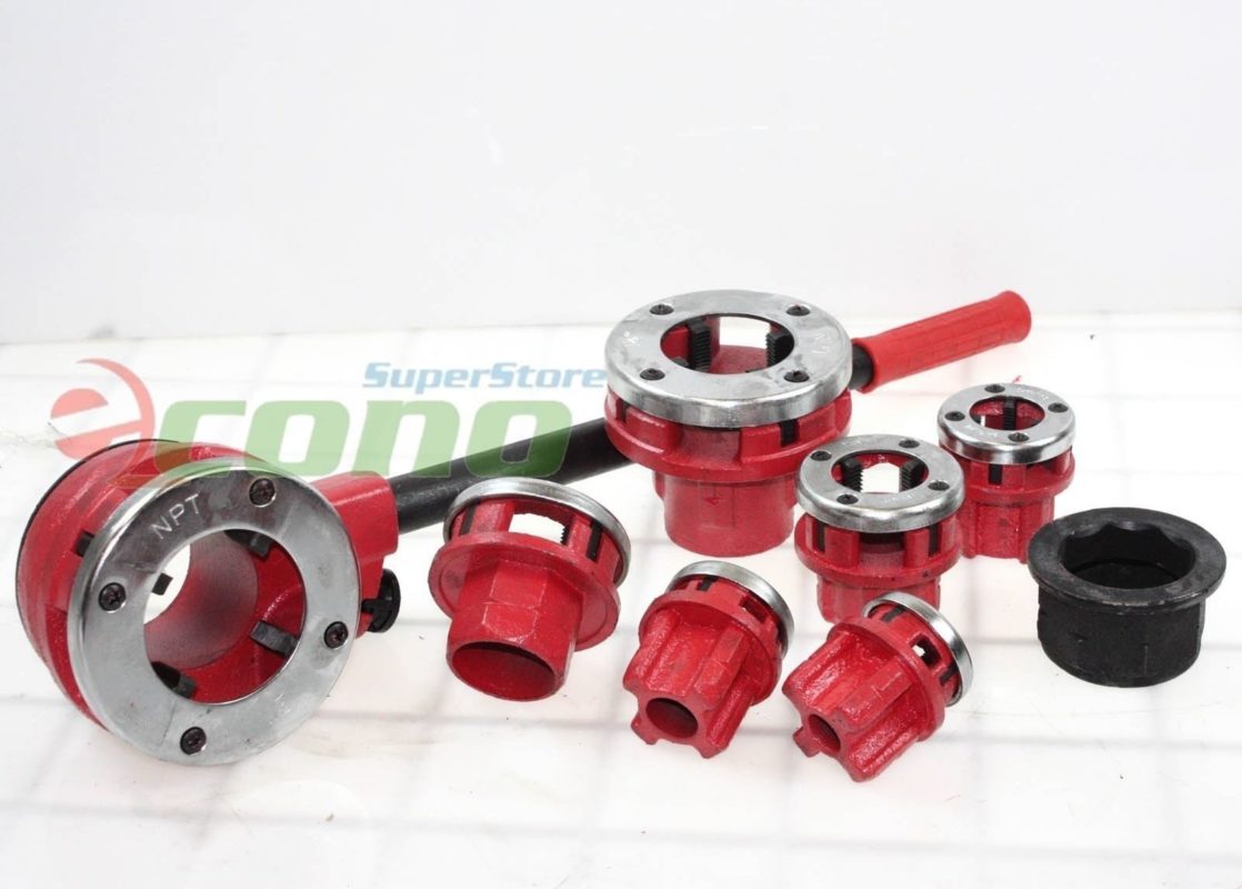 7 Size Pipe Threader Threading 3/8" to 2" Die Dies Set w/ Handle ...