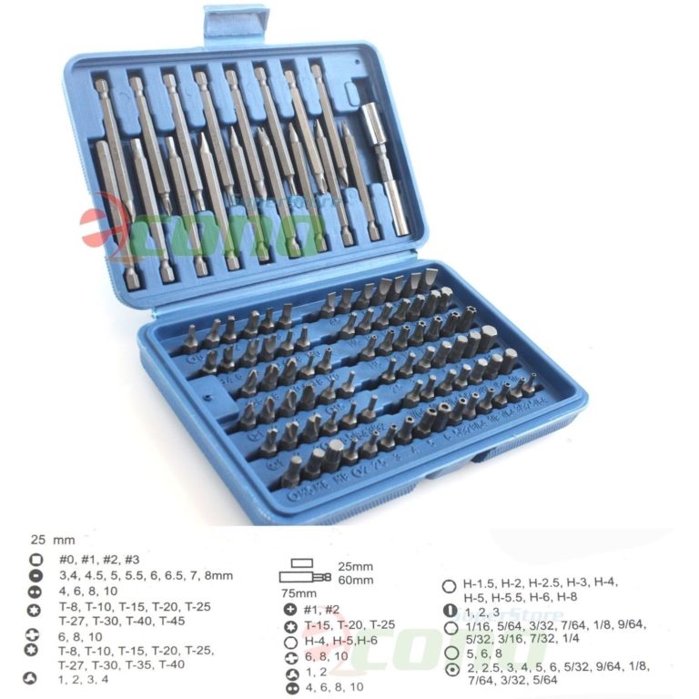 98pc Security Bit Set Tamper Proof Torx Hex Star Spline Bit w/ Long ...