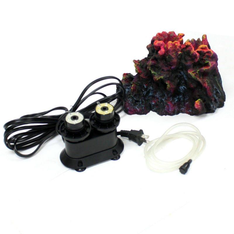Aquarium Tank Air Pump Volcano Kit Red LED Bubble Oxygen Fresh Sea ...