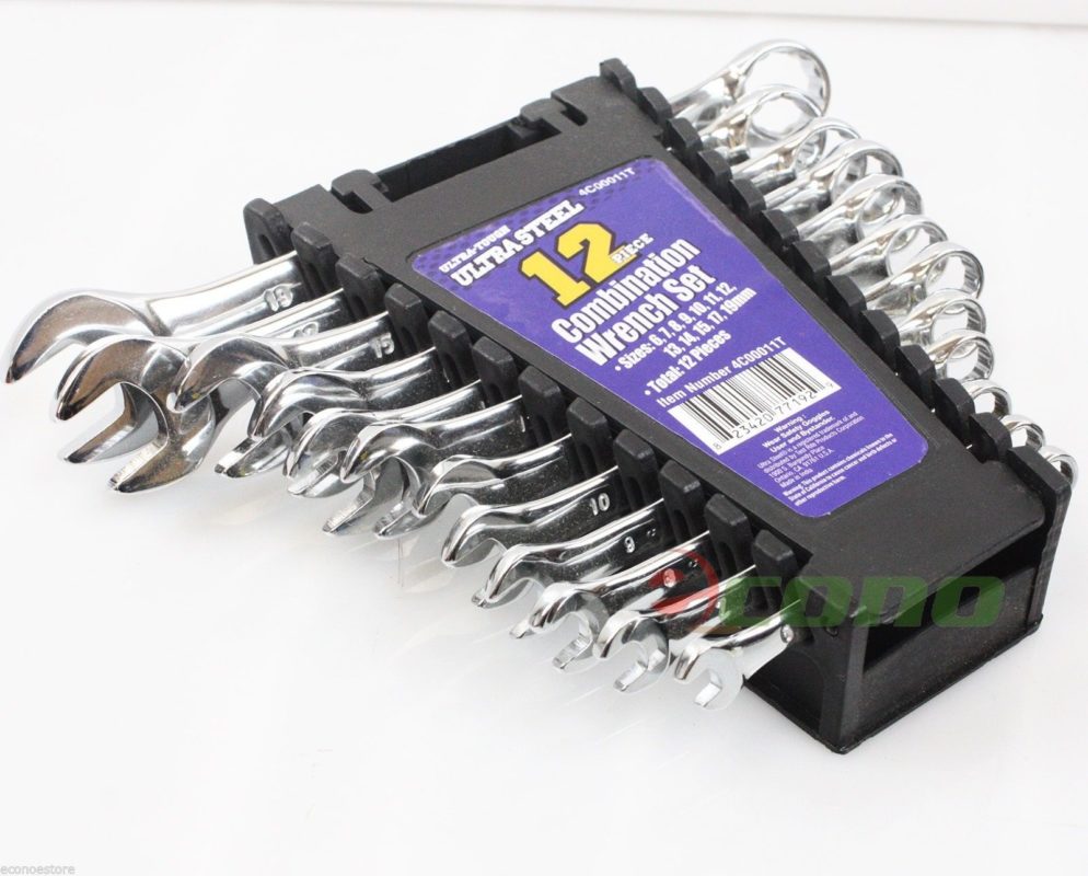 12 PC MM Ratchet Ratcheting End Combination Gear Geared Wrench Tool Set ...