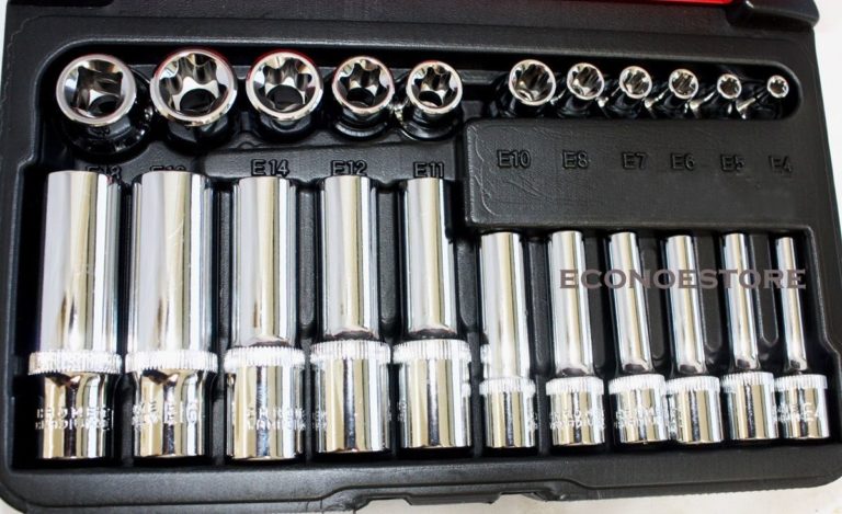 22 PC 1/4" & 3/8" DR. FEMALE TORX STAR SOCKET SET E4-E10 E11-E18 ...