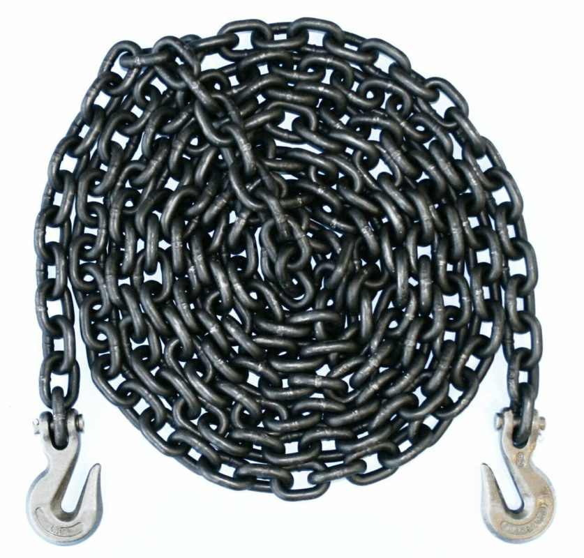 3/8" X 20ft Tow Chain w/ Clevis Grab Hooks Towing Pulling Secure Truck ...