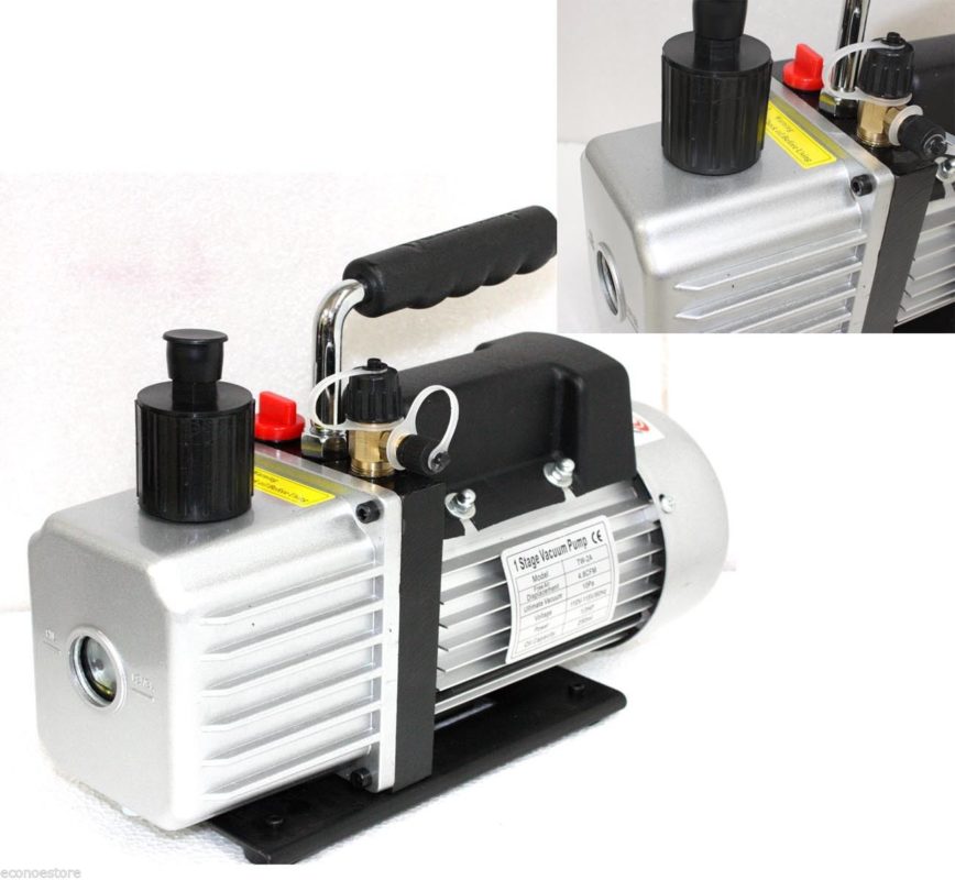 4.5CFM 1/3HP Rotary Vane Vacuum Pump w/ Oil Single Stage Gas HVAC AC ...
