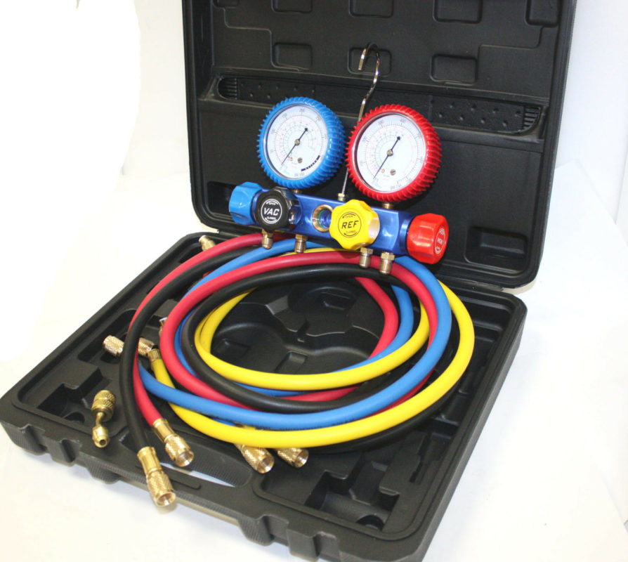 R410a Refrigerant 4 Valve Manifold Gauge Set & Charging Adapter 4 Mini Split AC – EconoSuperStore