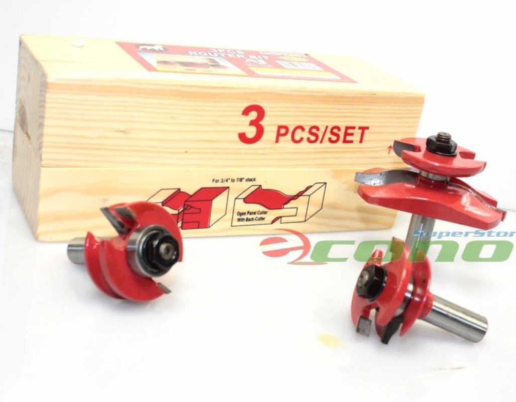 3PC STILE, RAIL & PANEL RAISER OGEE CUTTER ROMAN ROUTER BITS SET 1/2 ...